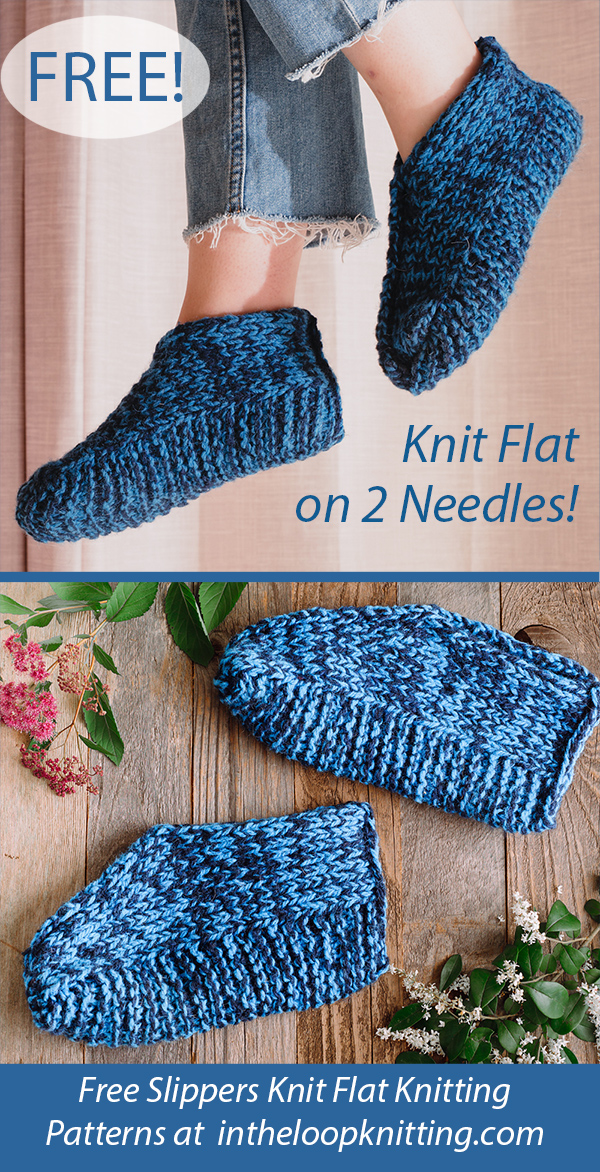 Slippers Knit Flat Knitting Patterns - In the Loop Knitting